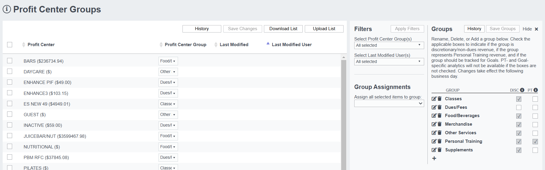 Profit Center Group Administration – Easalytics